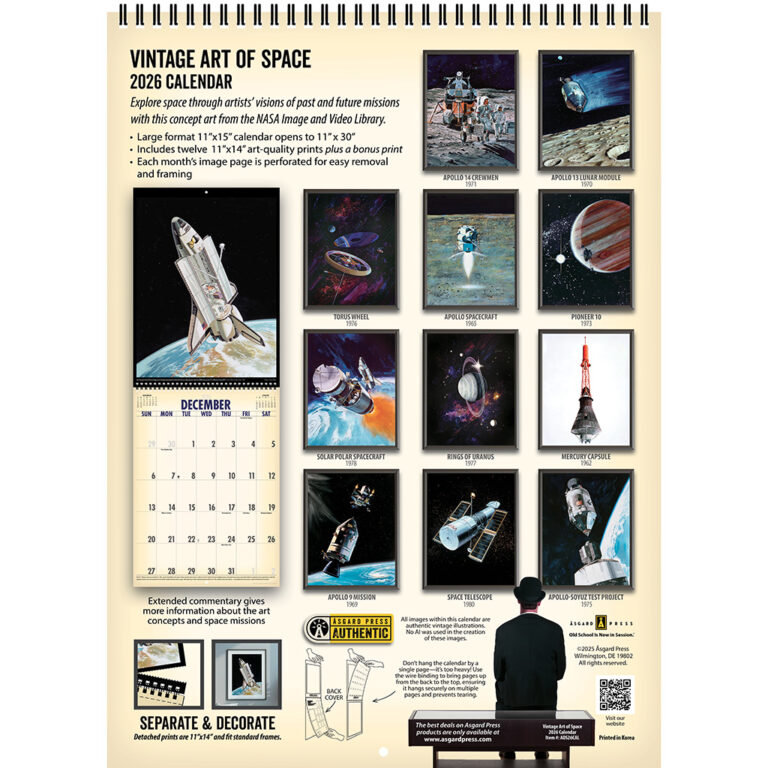 2026 Vintage Art of Space Deluxe Calendar 11"x15" - Asgard Press