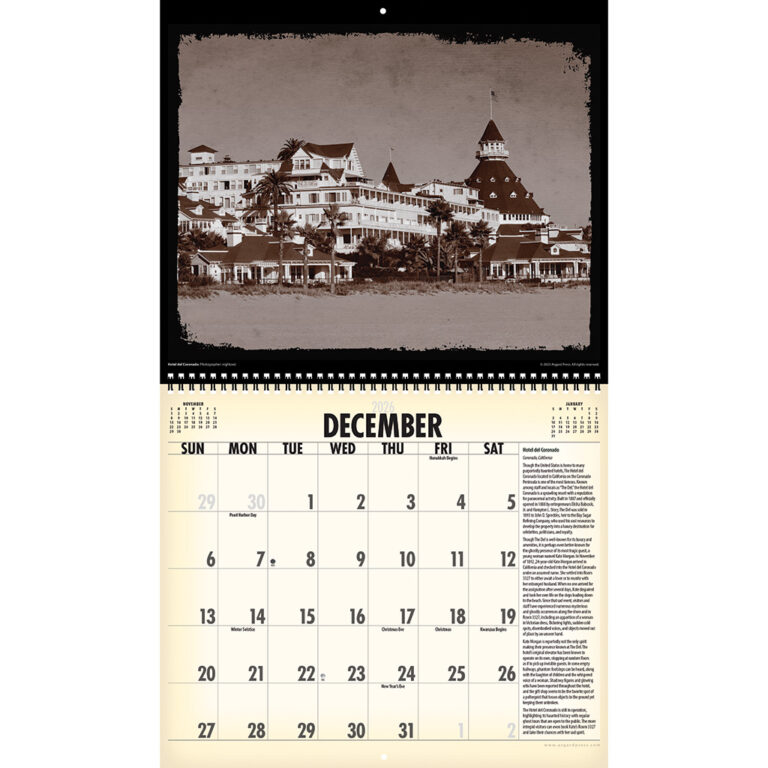 2026 Vintage Haunted Places Deluxe Calendar 12"x14" - Asgard Press