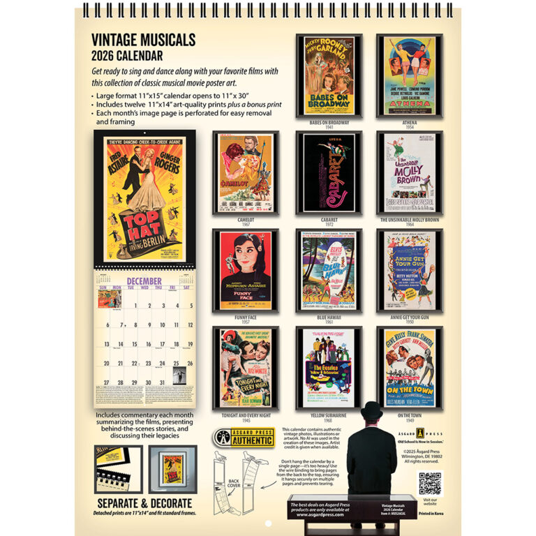 2026 Vintage Musicals Deluxe Calendar 11"x15" - Asgard Press