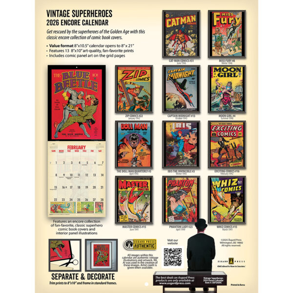 2026 Vintage Superheroes Encore Edition Calendar - Asgard Press